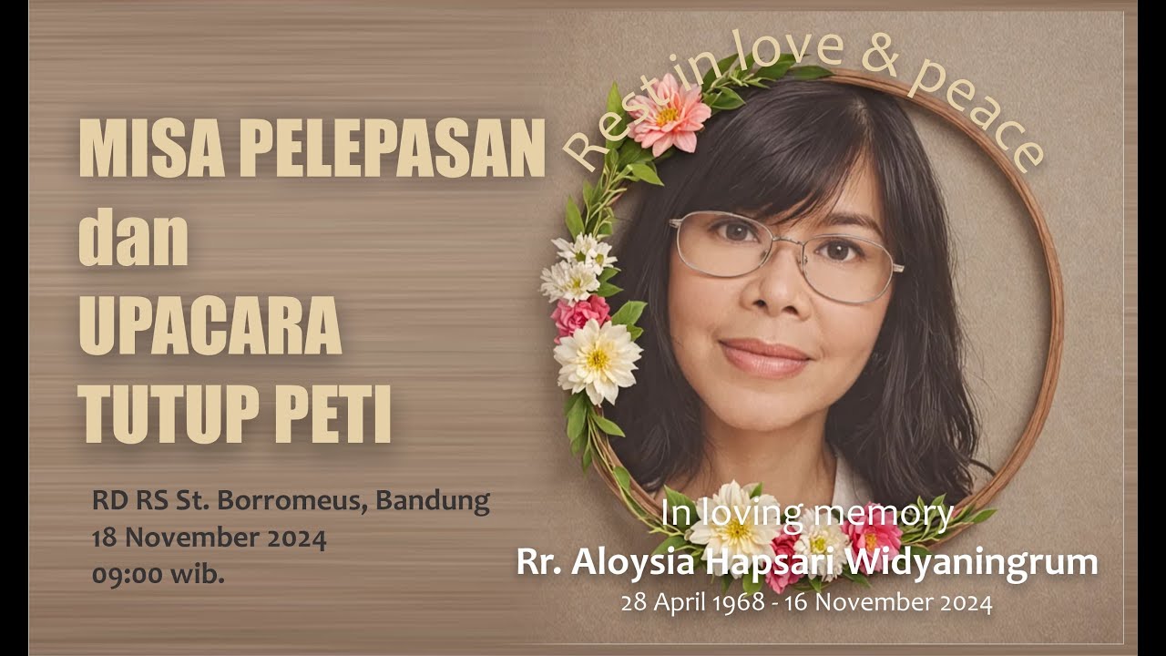 Farewell Mass for Rr. Aloysia Hapsari Widyaningrum - YouTube