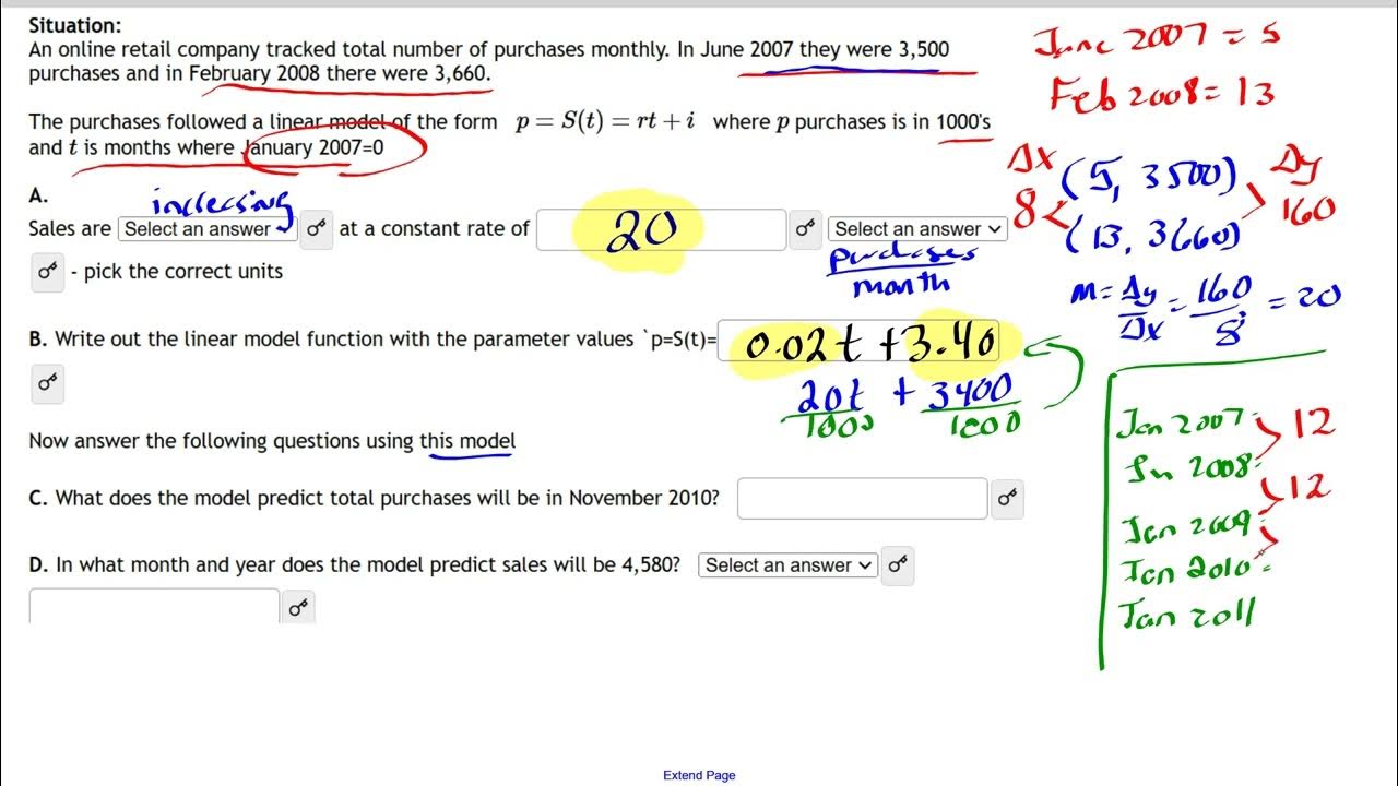 Section 4.2 Modeling with Linear Functions part 2 - YouTube