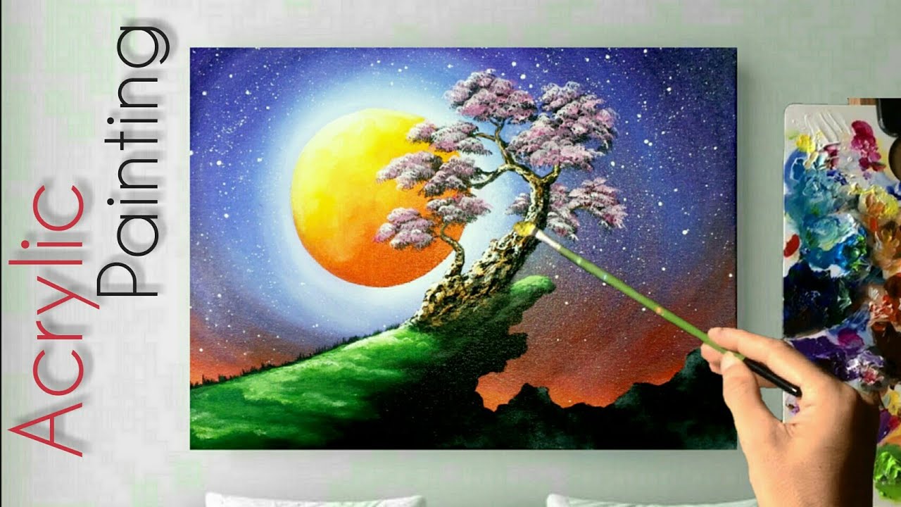 Easy Fantasy Landscape Painting for Beginner | Acrylic Color - YouTube