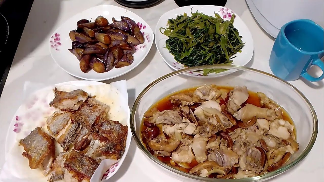 cooking dinner Pinoy style pritong isda,adobong tatlong,kangkong ...