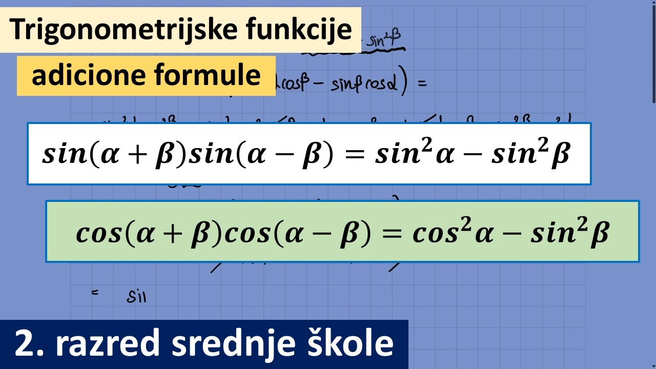 trigonometrijske funkcije, adicione formule i svodjenje na ostar ugao ...