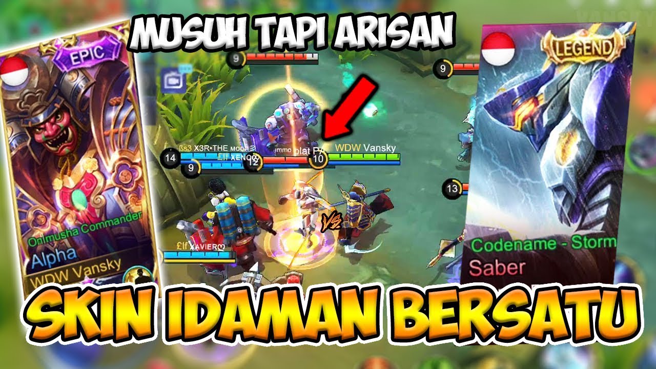 SKIN EPIC ALPHA vs SKIN LEGEND SABER 😂 - MOBILE LEGENDS INDONESIA - YouTube
