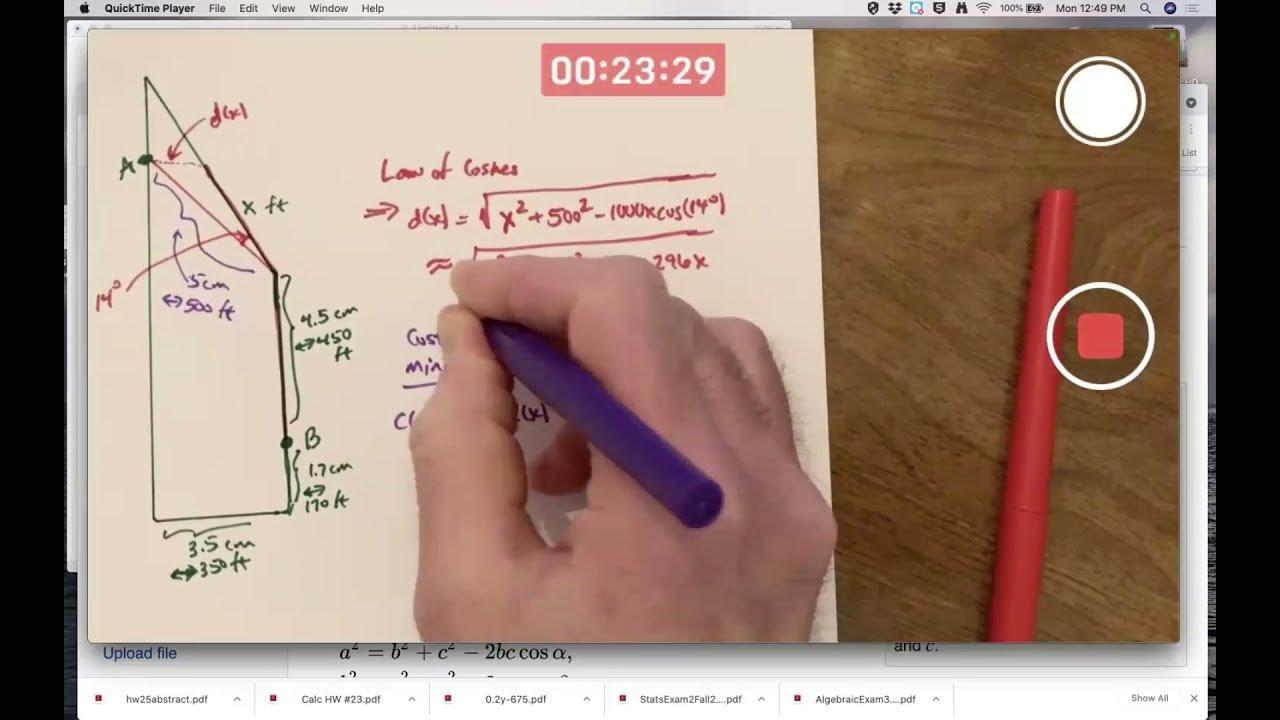 Calculus Optimization Project: Pipeline w/ Minimum Cost, Part 3 (Minimize Cost for Trapezoid ...