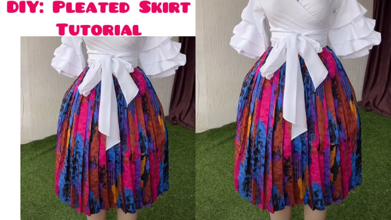 Pleated Skirt Tutorial / How to make Knife pleats on Fabrics - YouTube