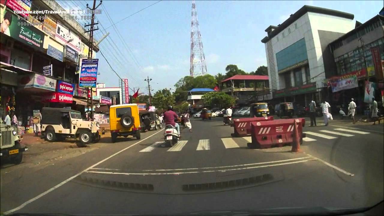 Driving through Indian towns - Ponkunnam - Kerala - YouTube