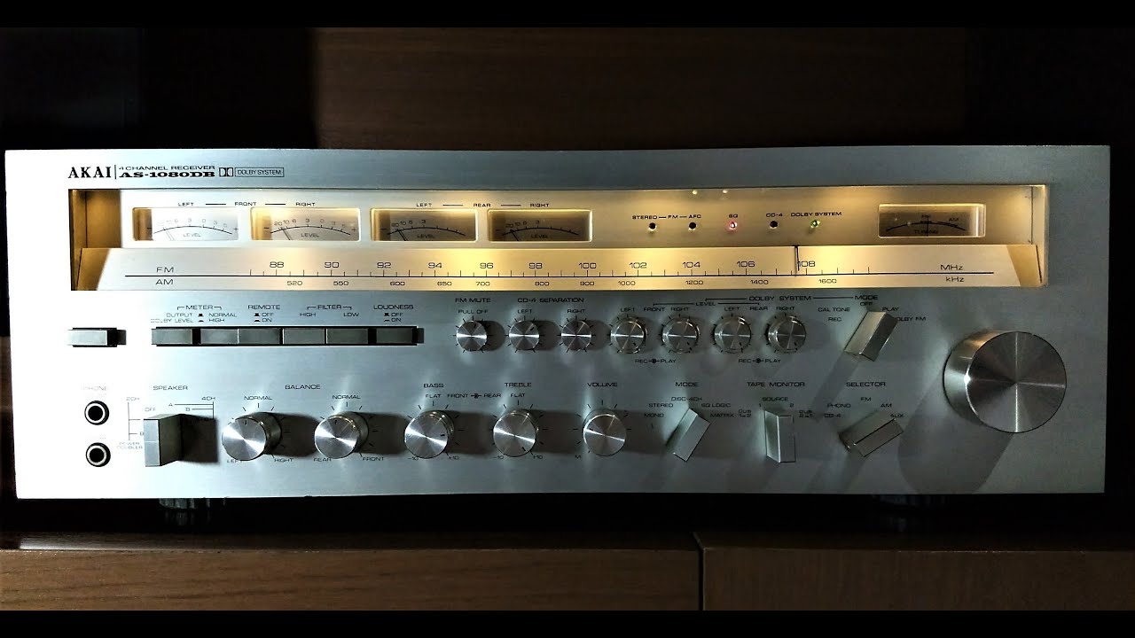 Receiver Akai AS-1080db, first test after checkup. - YouTube