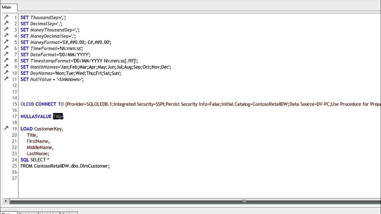 Convert Null values using NullAsValue statement in QlikView - YouTube