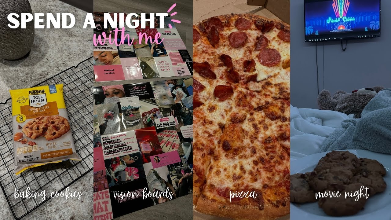 SPEND A NIGHT WITH ME I baking cookies, vision boards & more - YouTube