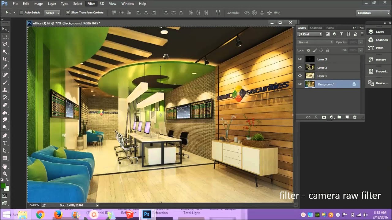 Interior Post Production tutorial - office - YouTube