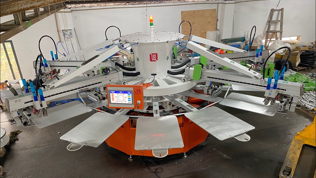 Ruida 6 color 14 stations automatic screen printing machine for T shirt ...