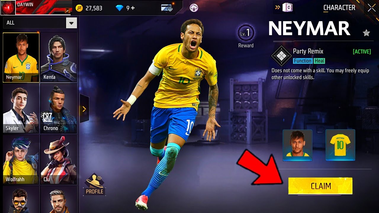 FINALLY 🔥 NEYMAR CHARACTER 🇧🇷 FREE JERSEY 😱 FREE FIRE - YouTube
