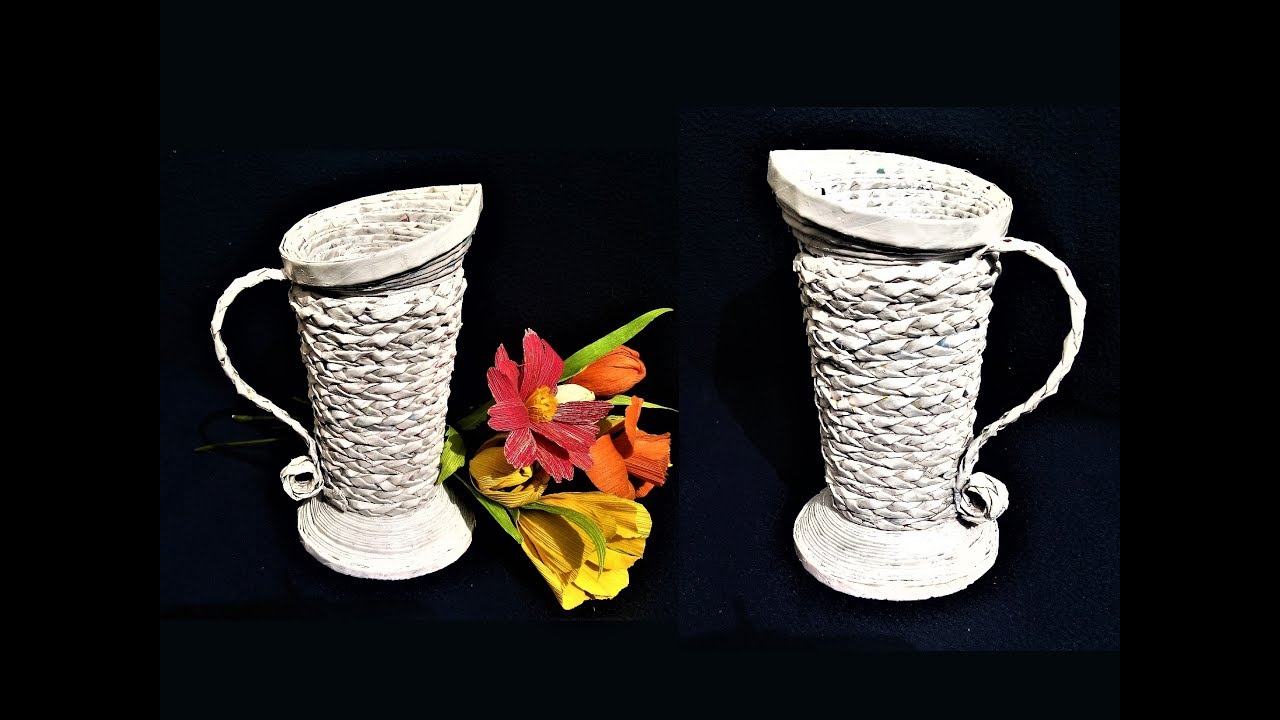 How To Make Flower Vase From Newspaper | Best out of waste | DIY ...