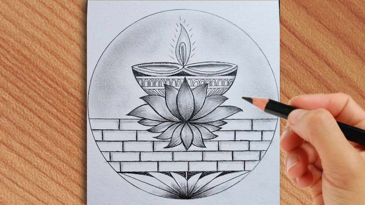 Easy Diwali special drawing with pencil || how to make deepawali ...