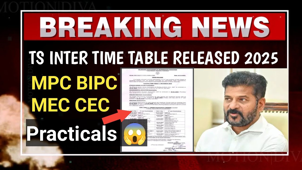 TS inter exams time table released 2025 |TS inter exams time table ...