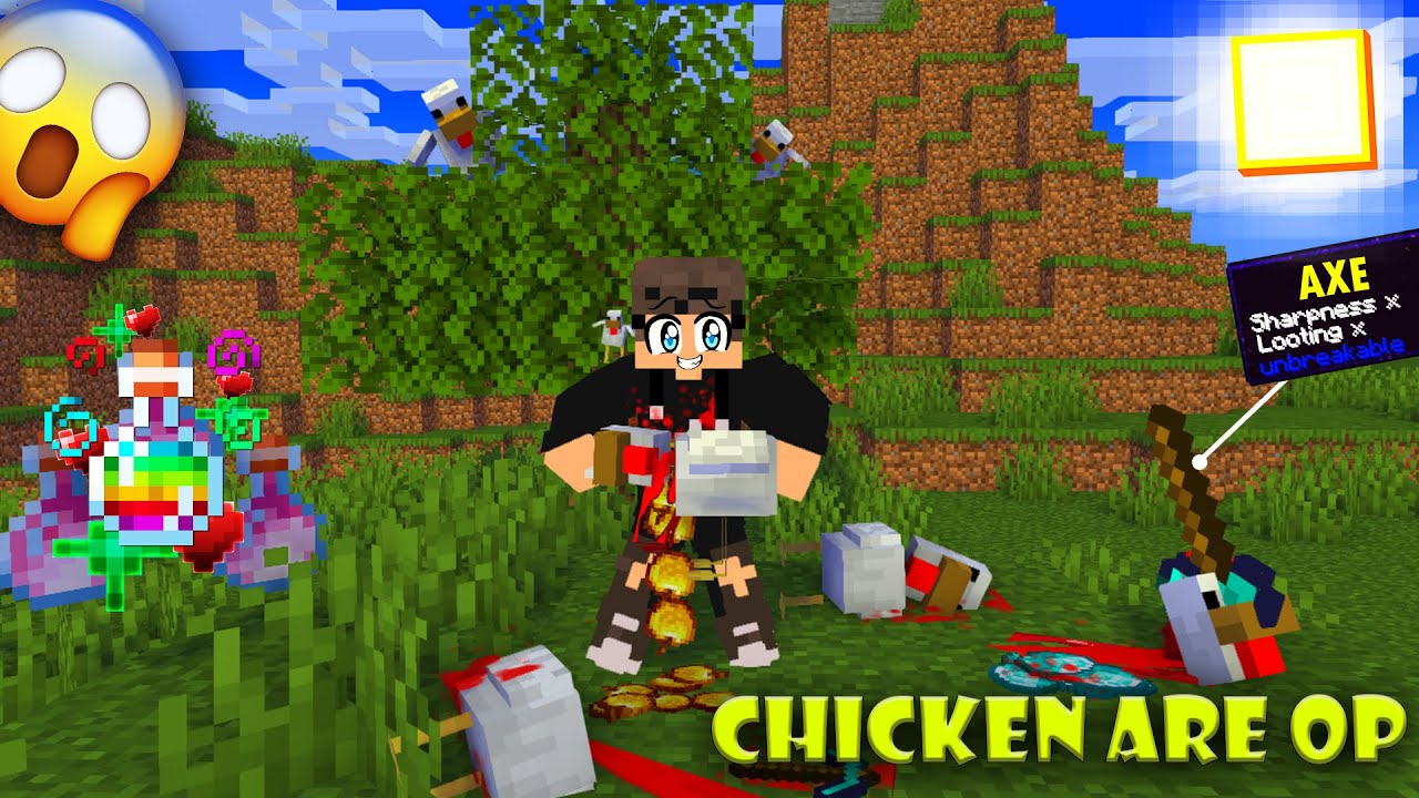 MINCRAFT, BUT CHICKEN DROP OP ITEMS!! - YouTube