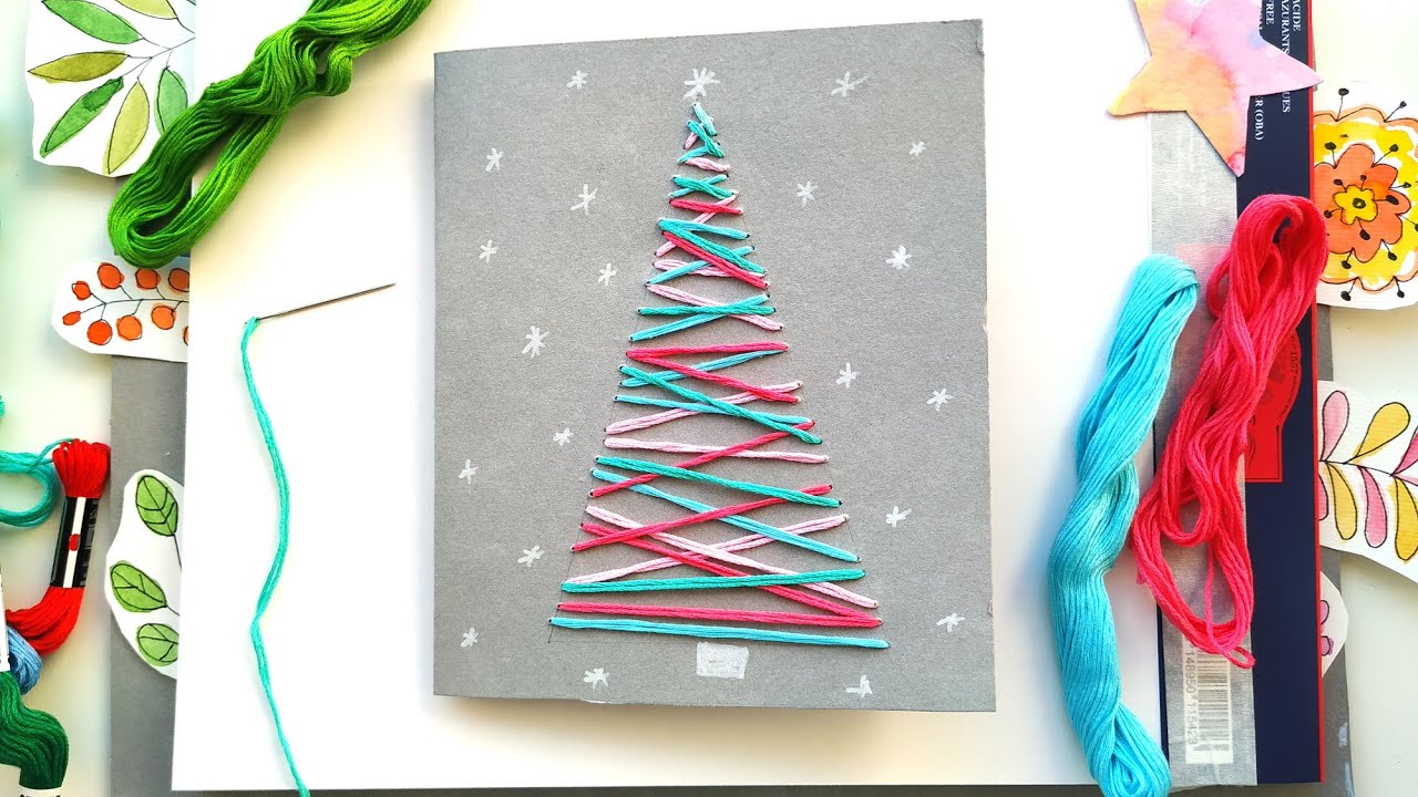 DIY Christmas Tree Embroidery Tutorial - Winter Card with Threads ...
