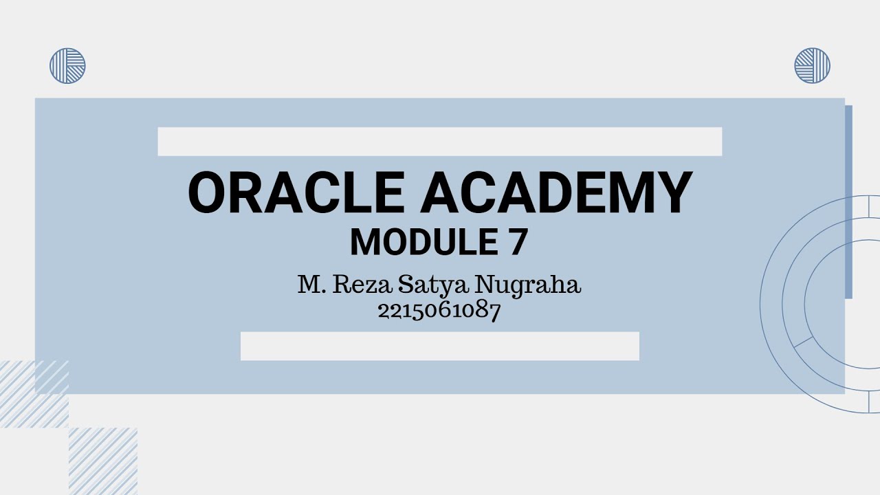 Oracle Academy Modul 7 - YouTube