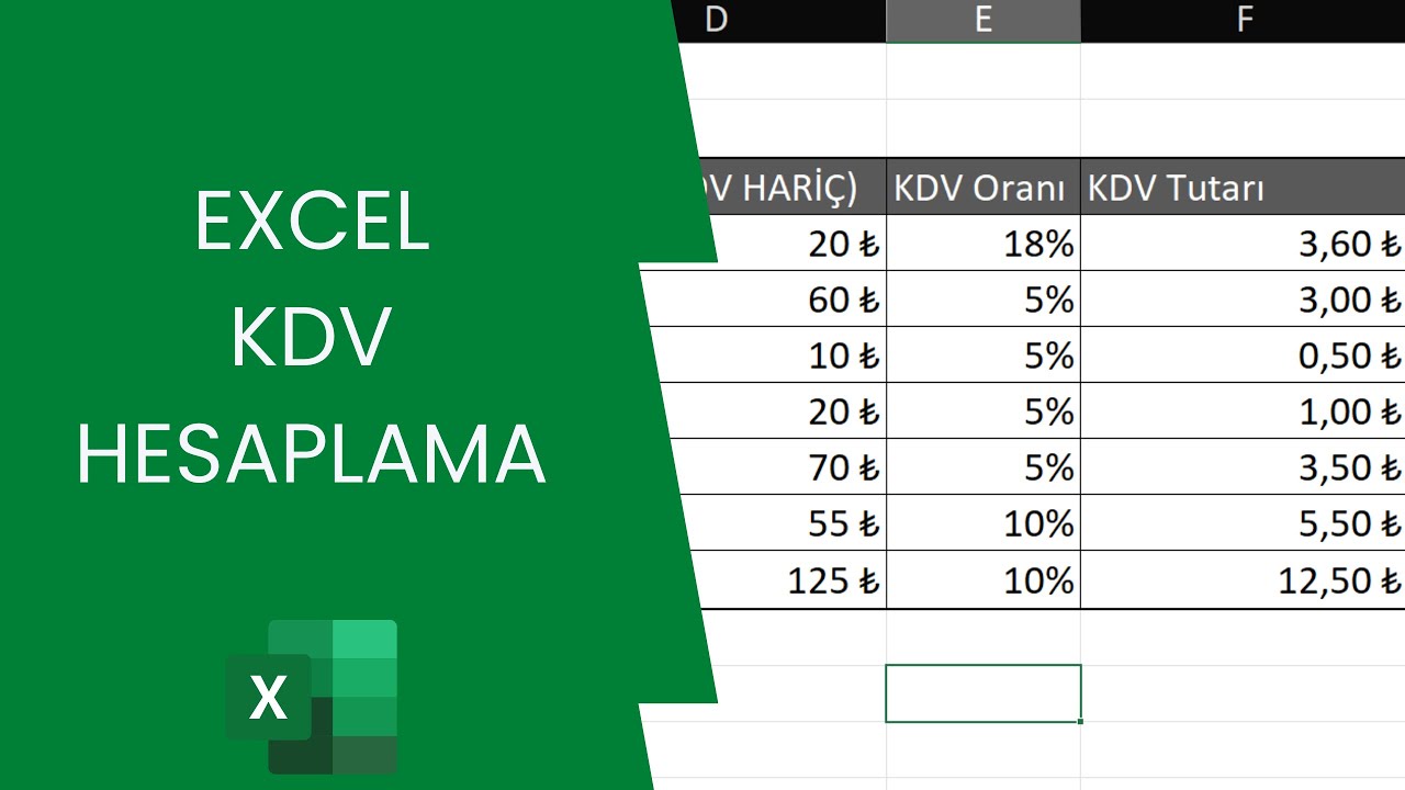 Excel KDV hesaplama - YouTube
