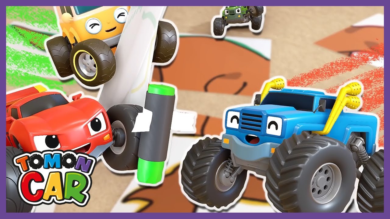 Draw a large dinosaur with tomoncar! #2 Learn Color play nursery rhyme ...