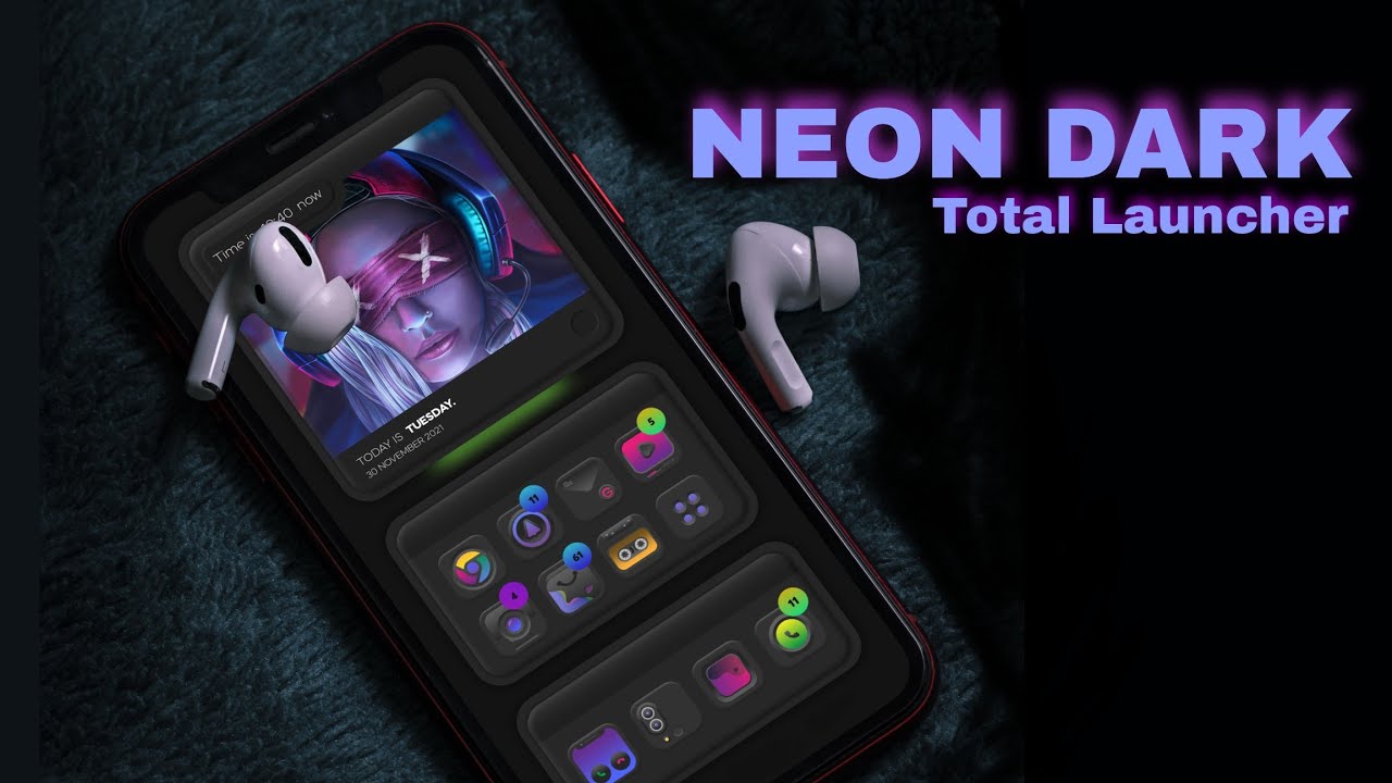 Neon Dark Homescreen - Best Total Launcher Themes #19 - YouTube
