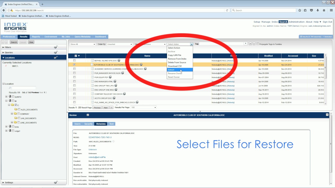 Index Engines Legacy Backup Data Restoration and Migration with Voice ...