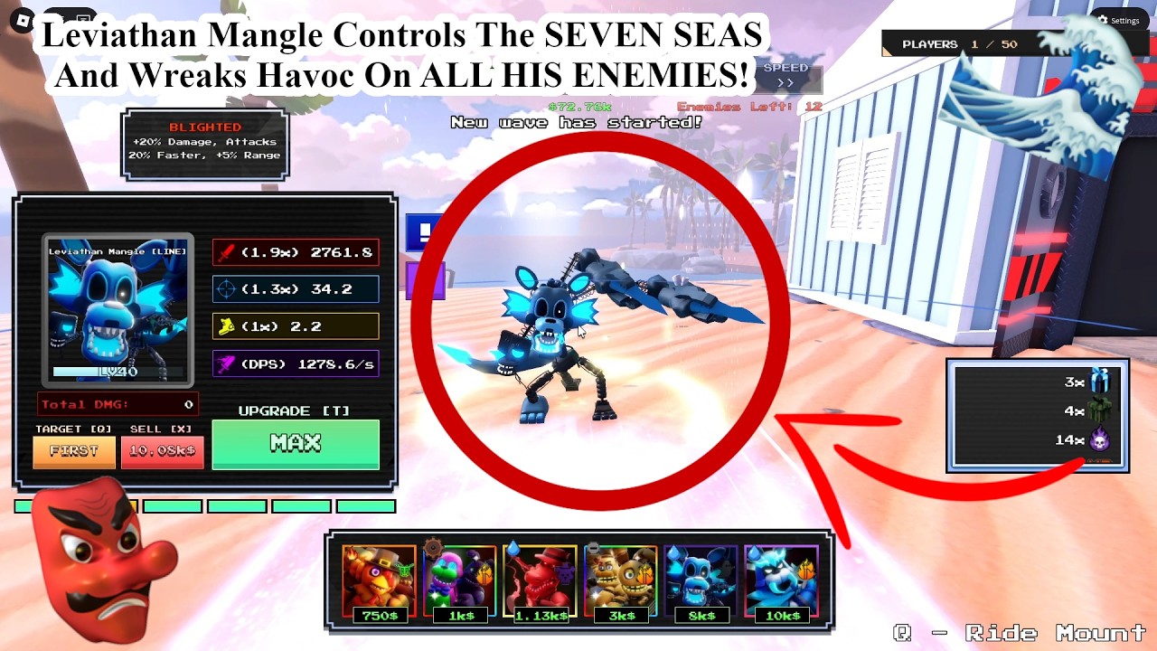 Showcasing The New OVERPOWERED LEVIATHAN MANGLE In Five Nights TD 2 ...
