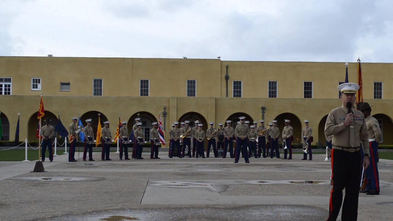 US Marine Morning colors ceremony part 2, Mike Co, 3rd BN, 12-11-15 ...