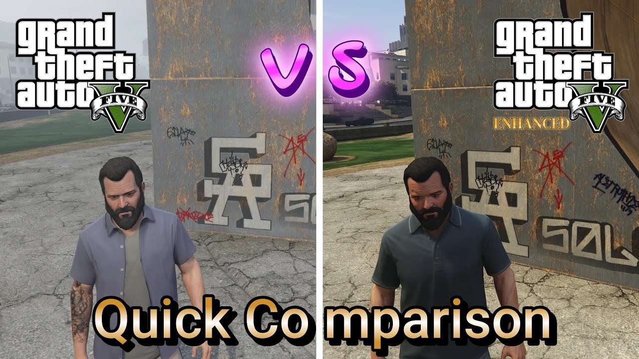 GTA V vs GTA V Enhanced_Quick Comparison #gaming #rockstargames #gta ...