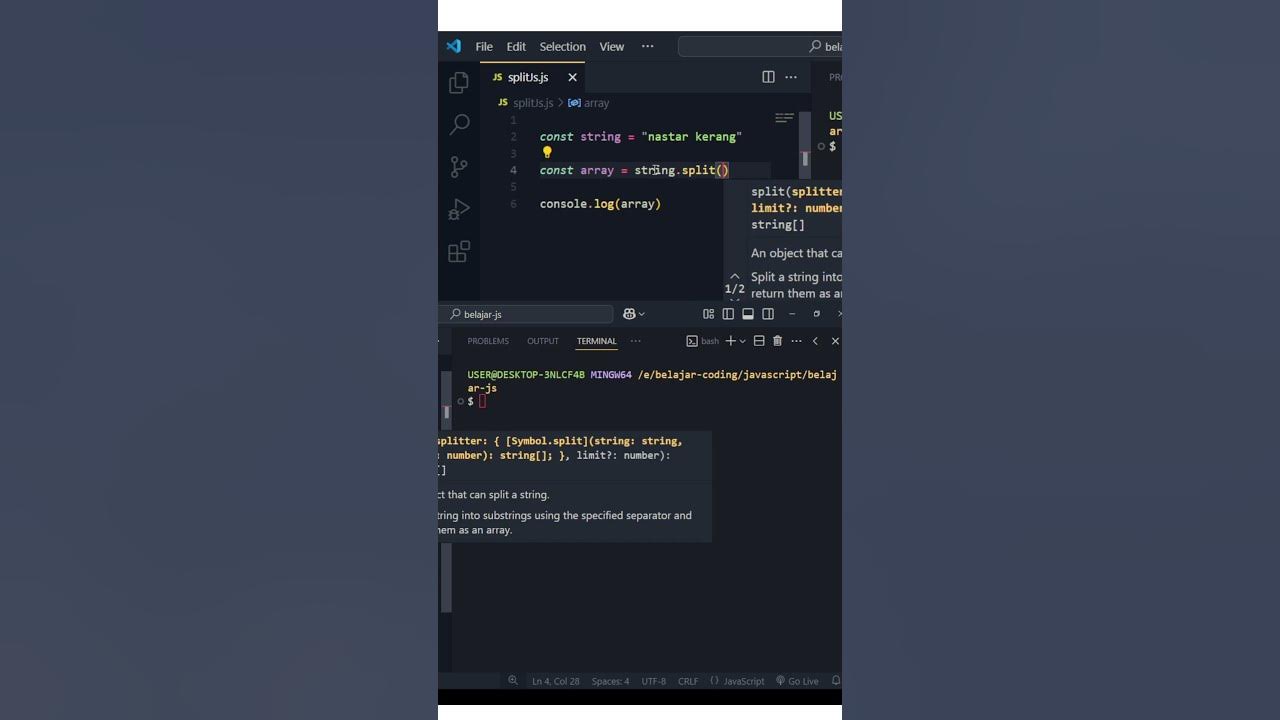ubah string menjadi array di #javascript #tutorialsingkat #belajarcoding - YouTube