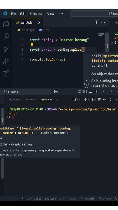 ubah string menjadi array di #javascript #tutorialsingkat #belajarcoding - YouTube