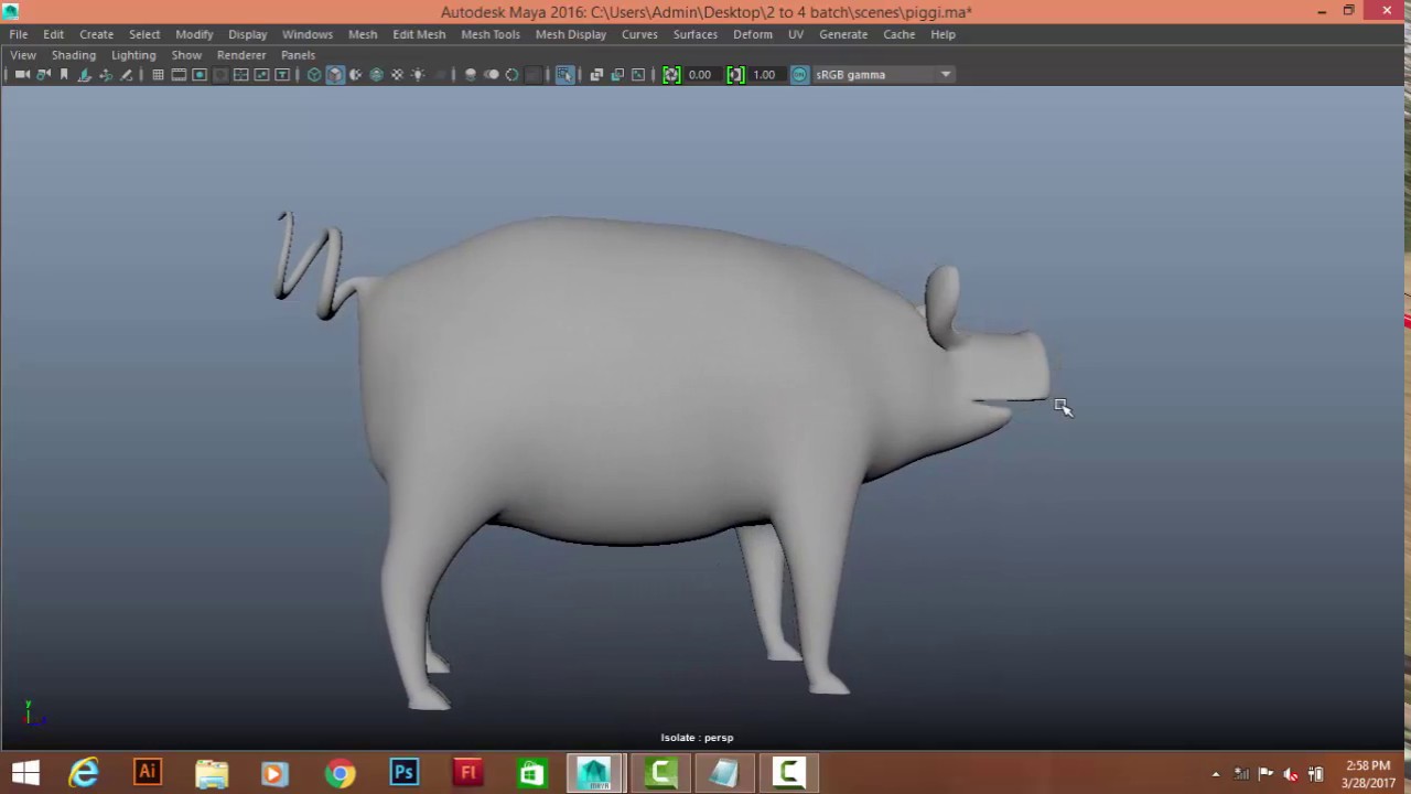 autodesk maya pig model - YouTube