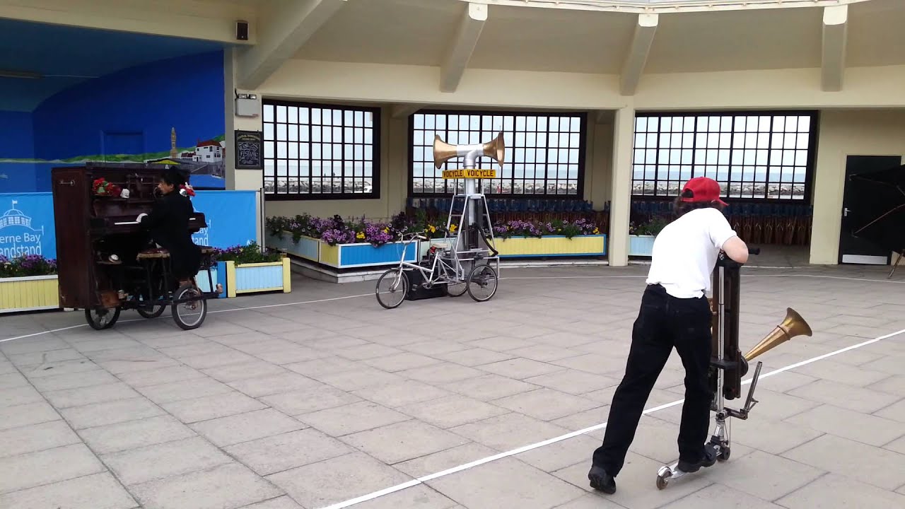 Henry Dagg with his Hooty Scooty and Rimski with his pedalling piano ...