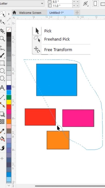 How to use pick, freehand pick , free transform tools in coreldraw - YouTube