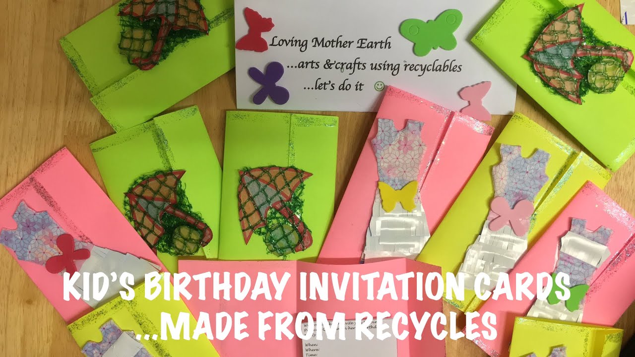 DIY Kids Birthday Invitation Cards Using Only Recyclable Materials ...