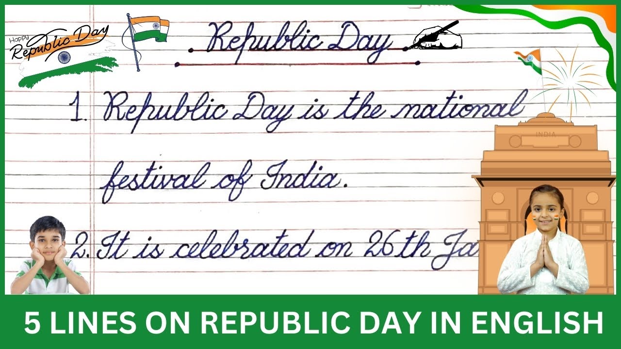 5 Lines on Republic Day in Cursive Writing | Republic Day 5 Lines in ...