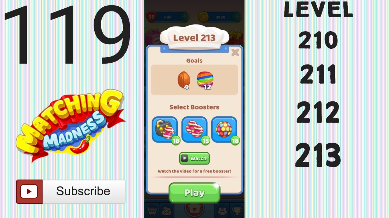 Matching Madness: Match 3 Puzzle games. Level 210- 213 # ...