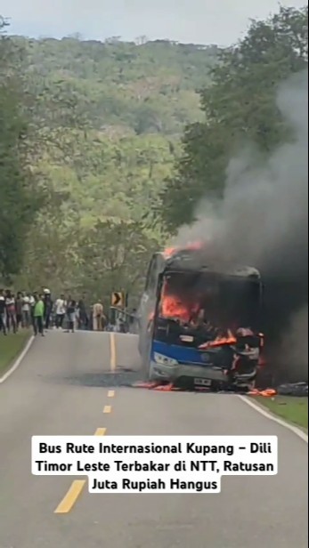 Bus Rute Internasional Kupang – Dili Timor Leste Terbakar di NTT ...