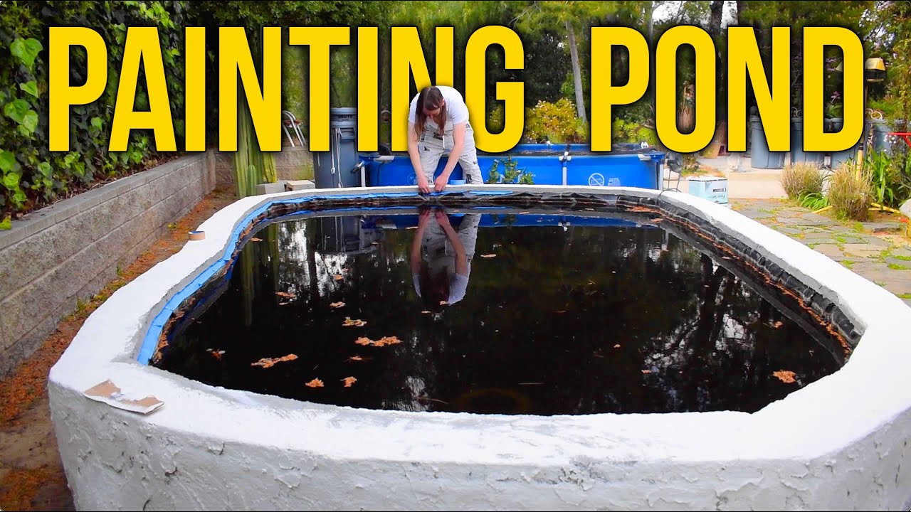 Painting Backyard Koi Pond Retaining Wall Day 2 - YouTube