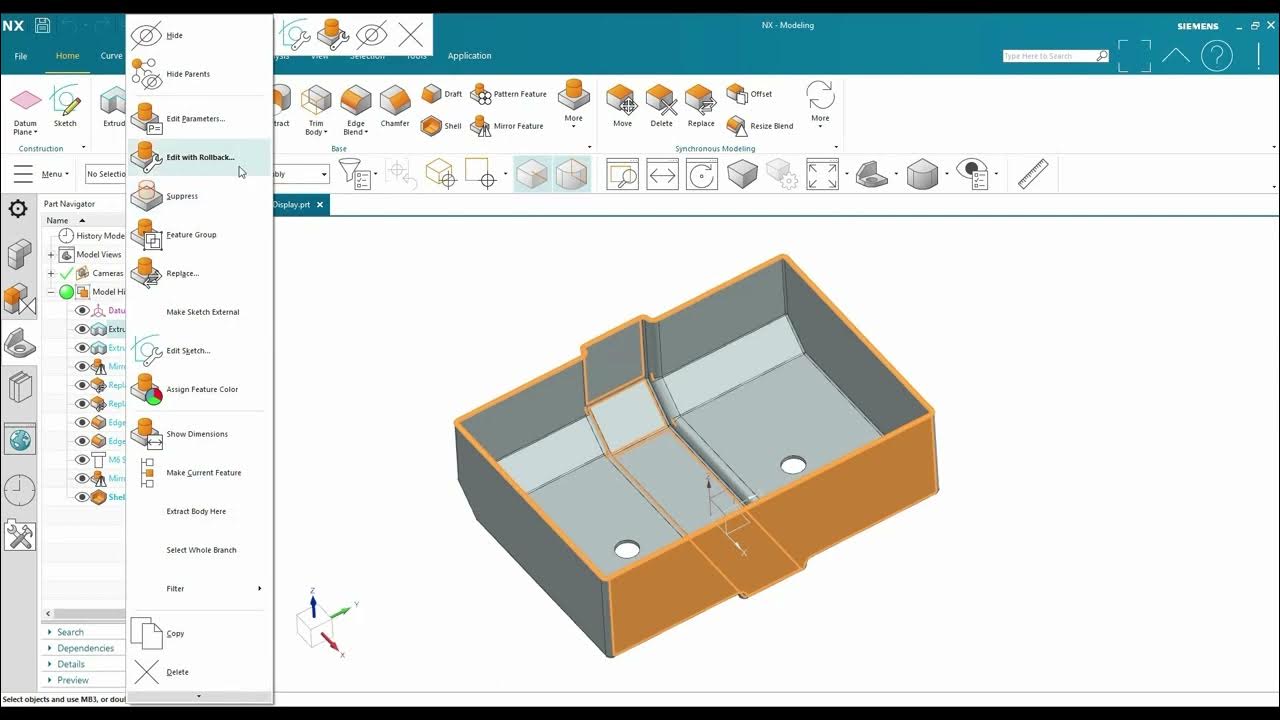 NX CAD Tips and Tricks - Edit by Rollback vs Edit Parameters - YouTube
