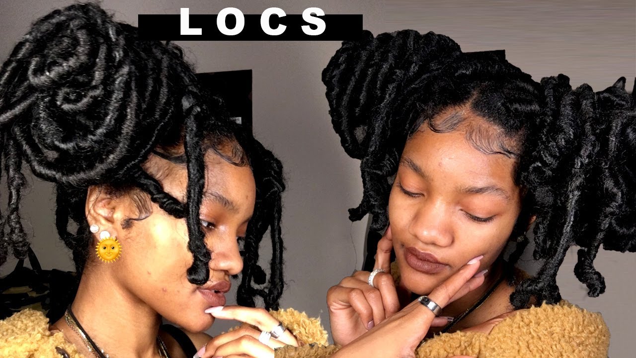 HOW TO: CHINESE BUNS ON FAUX LOCS - YouTube