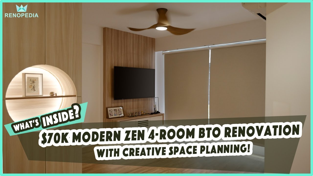 $70K Modern Zen 4-Room BTO Renovation With Creative Space Planning! - YouTube
