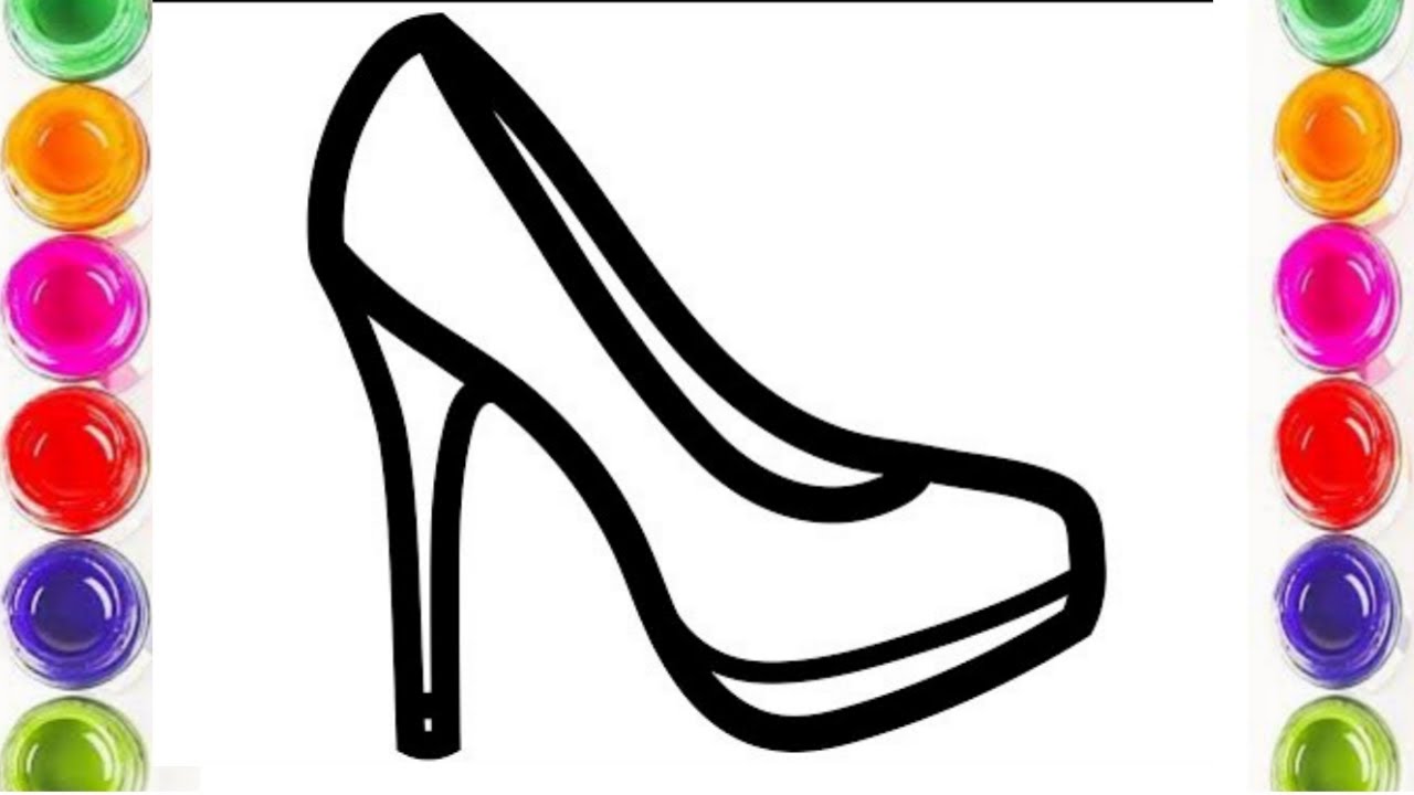 Girls High Heel 👠 Shoe drawing for Kids*High Heels drawing* Kids ...