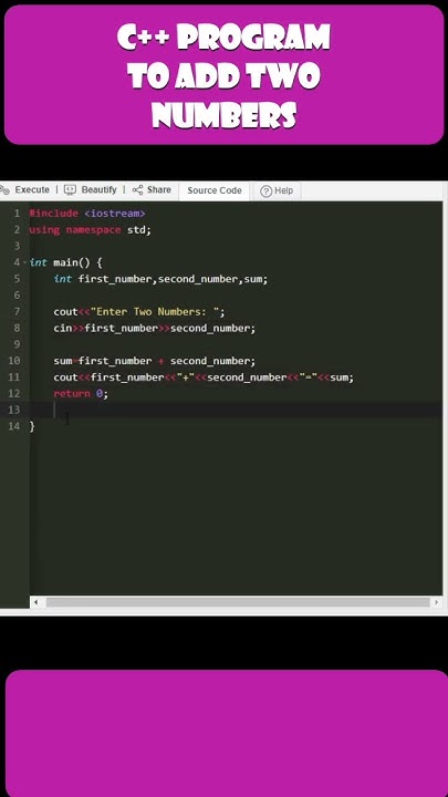 C Program To Add Two Numbersshorts Cprogramming Clanguage Coding Coder Youtube