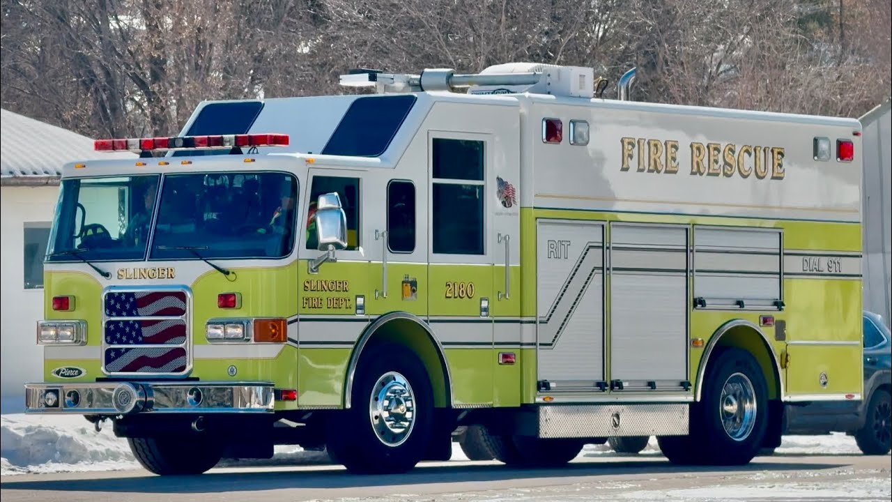 Slinger Fire Department R.I.T/Air 2180 + Brush 2182 Responding 2/18/25 ...