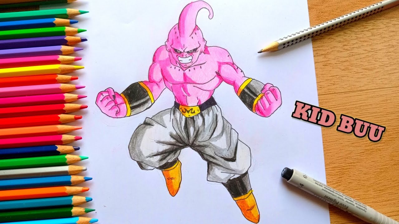 Drawing Kid buu | Dragon ball Z | Colored pencils - YouTube
