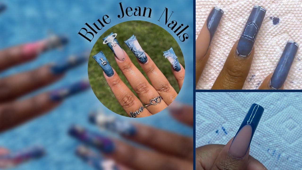 WATCH ME WORK | Blue Jean Nails | Easy & Beginner Friendly | 2XL Square ...