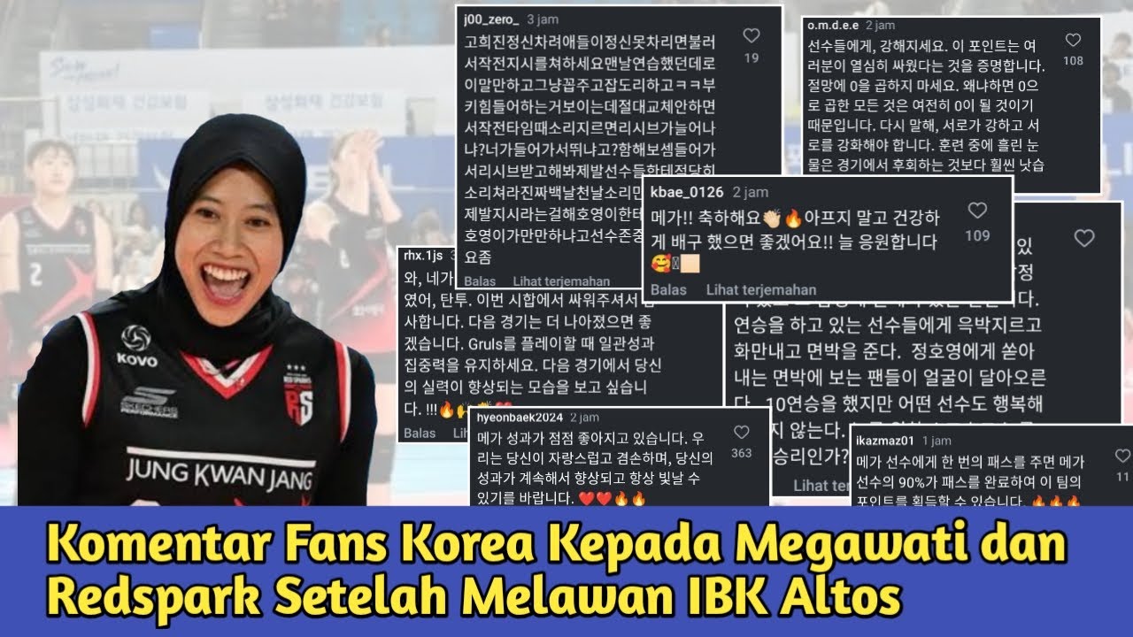 Komentar Fans Korea Kepada Megawati dan Redspark Setelah Melawan IBK Altos. - YouTube