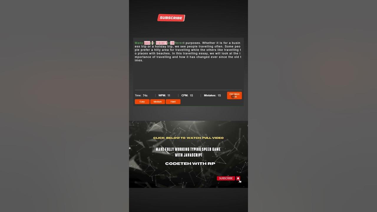 Typing Speed Game With Javascript Tutorial Frontend Html Javascript Webtechnology