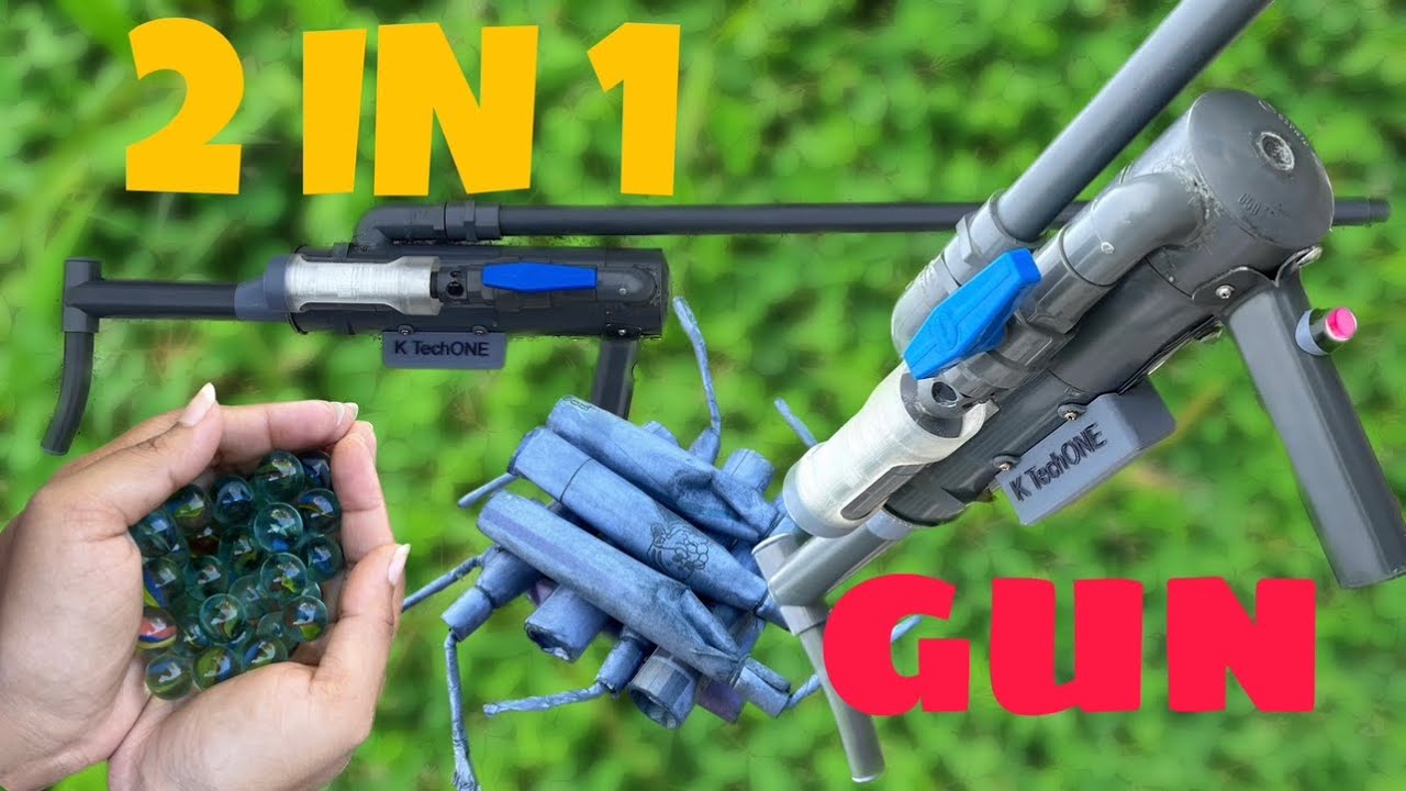How to make PVC Rifle | 2 in 1 Gas Rifle | Marble & Firecracker Gun ...