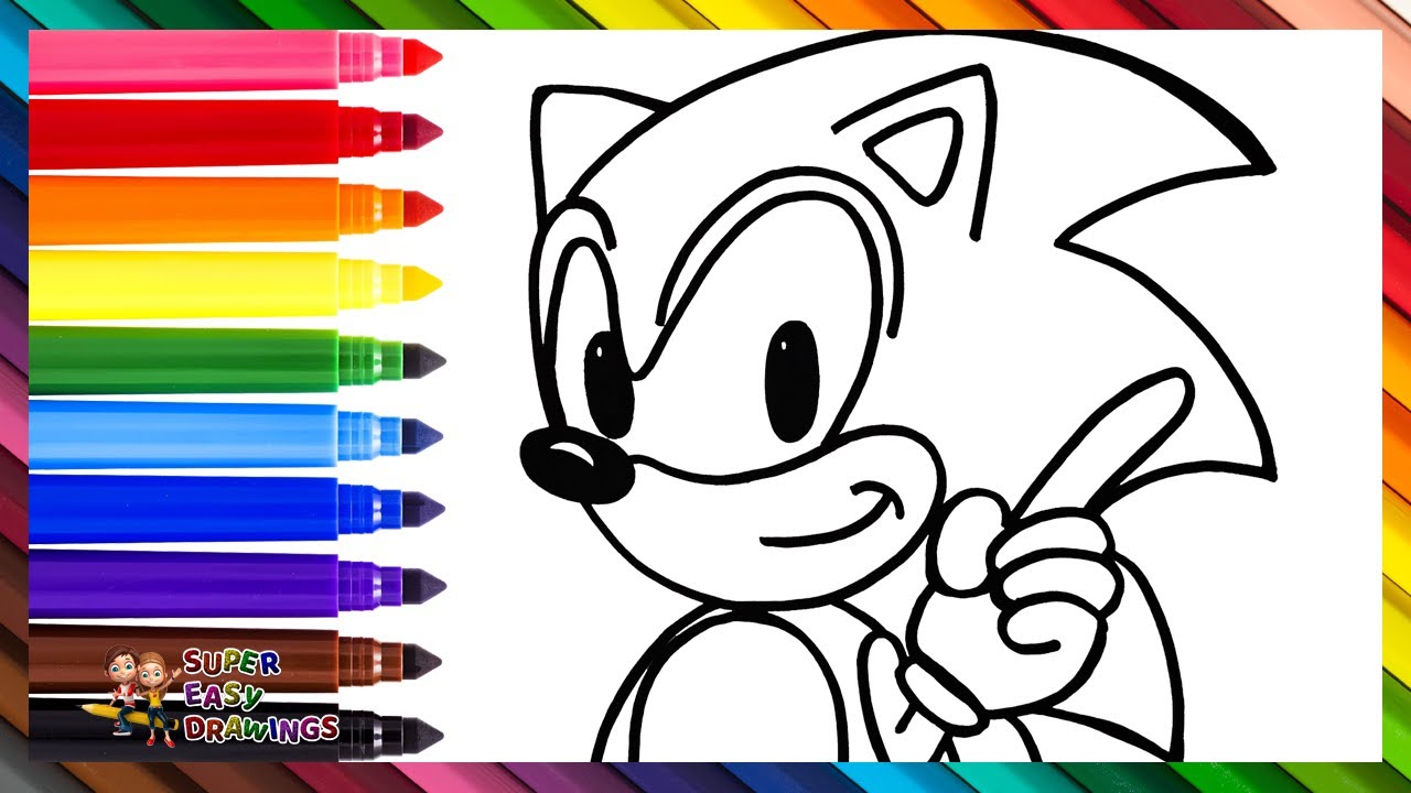 Draw and Color SONIC ☄️🦔💙🌈 Drawings for Kids - YouTube